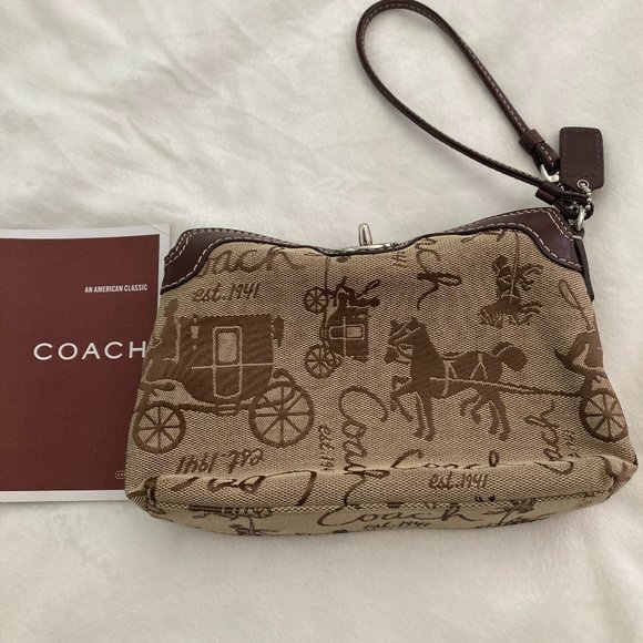 Coach | Bags | Coach Signature Collection Brown Fabric Jacquard ...